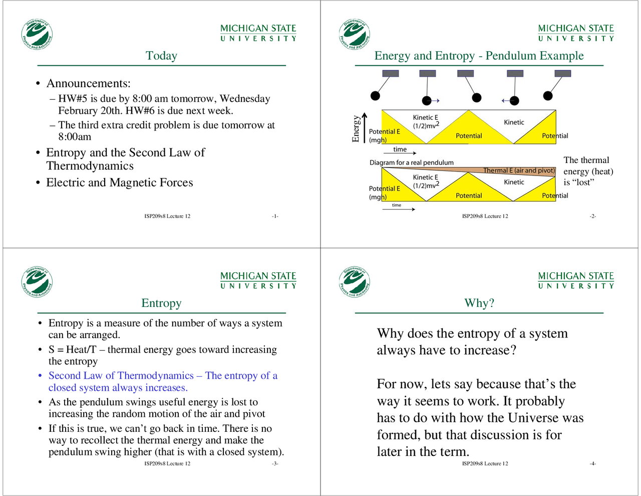 Lecture Slides On Entropy And The Second Law Of Thermodynamics Isp
