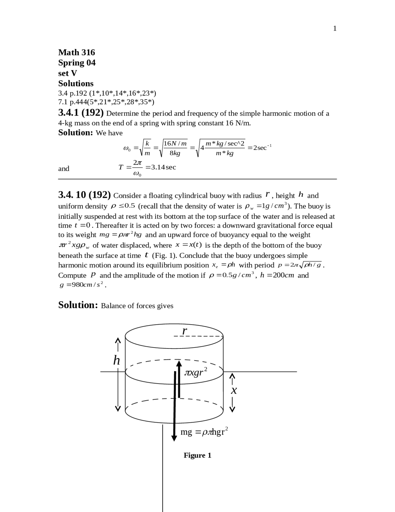 15 Questions with Solutions - Applied Ordinary Differential Equation | MATH 316 | Assignments ...