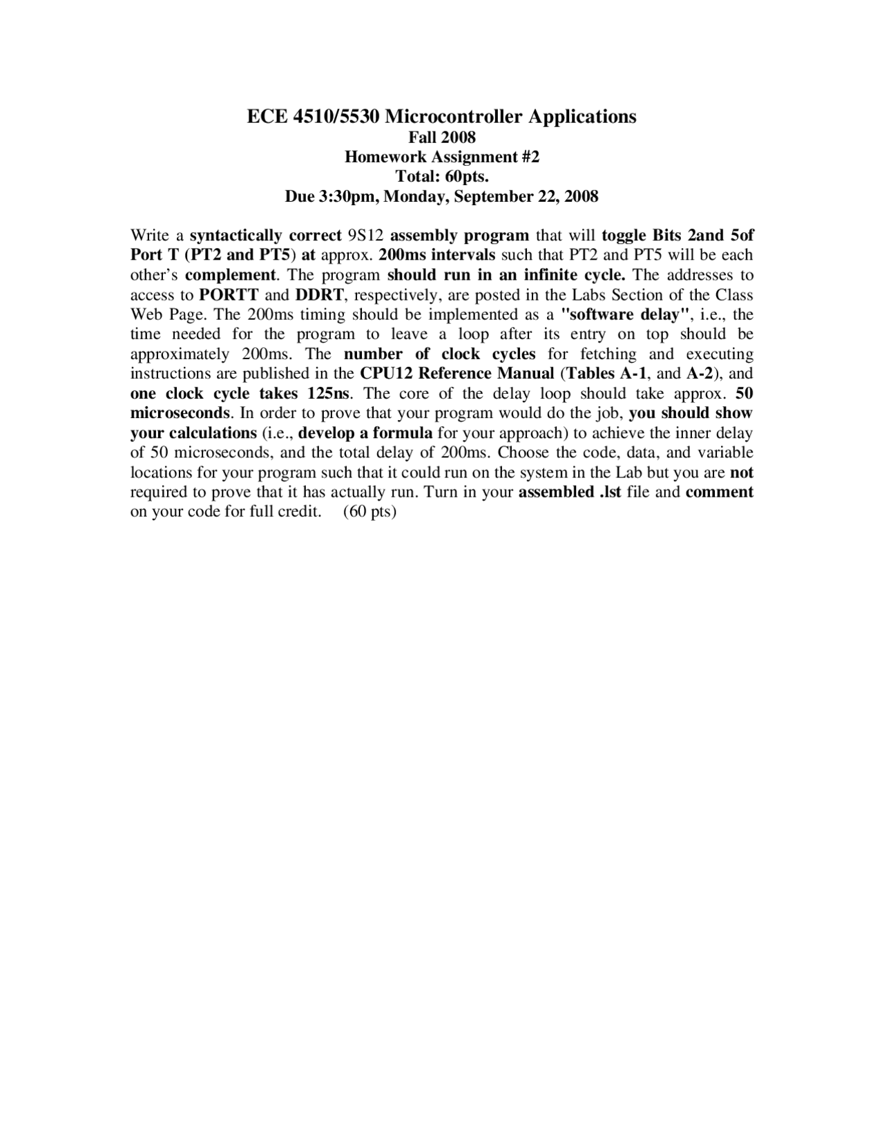 Homework 2 For Microcontroller Applications Ece 4510 Docsity