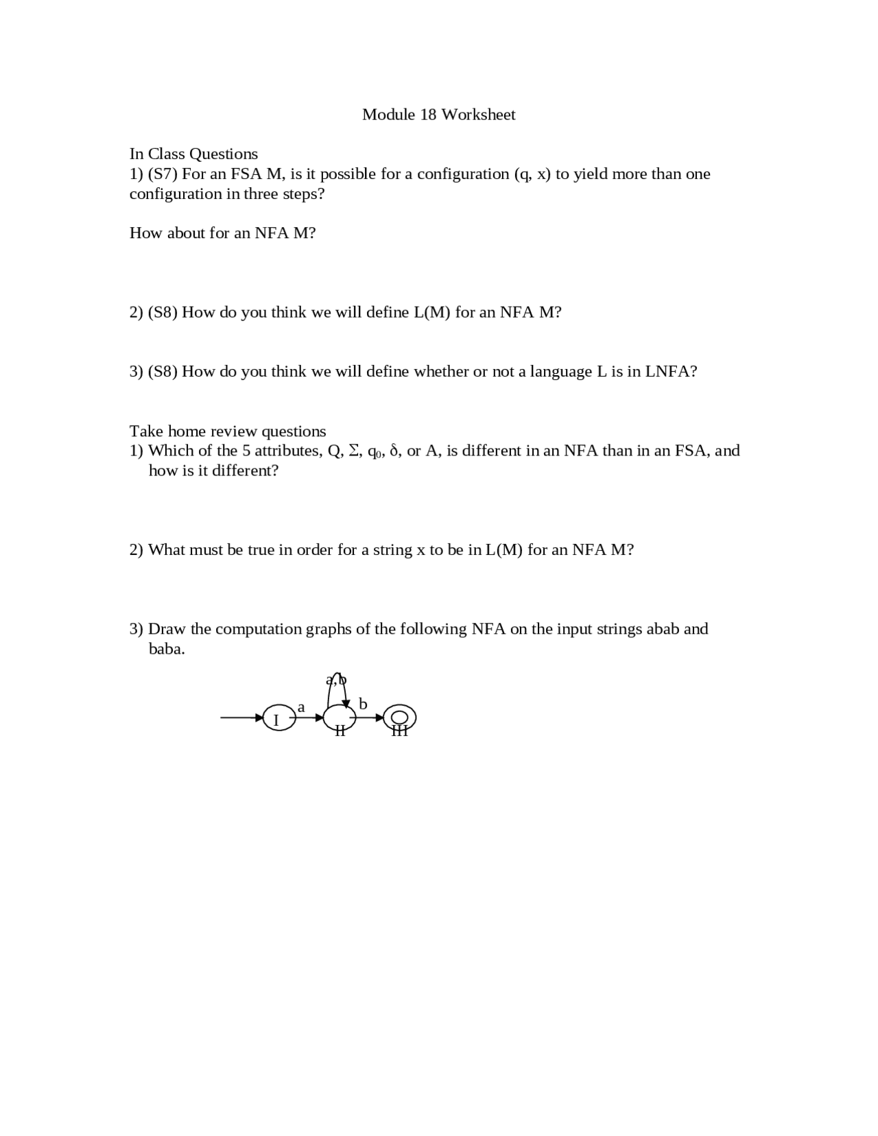 6 Problems On Module 18 In Computability And Languages Review Sheet