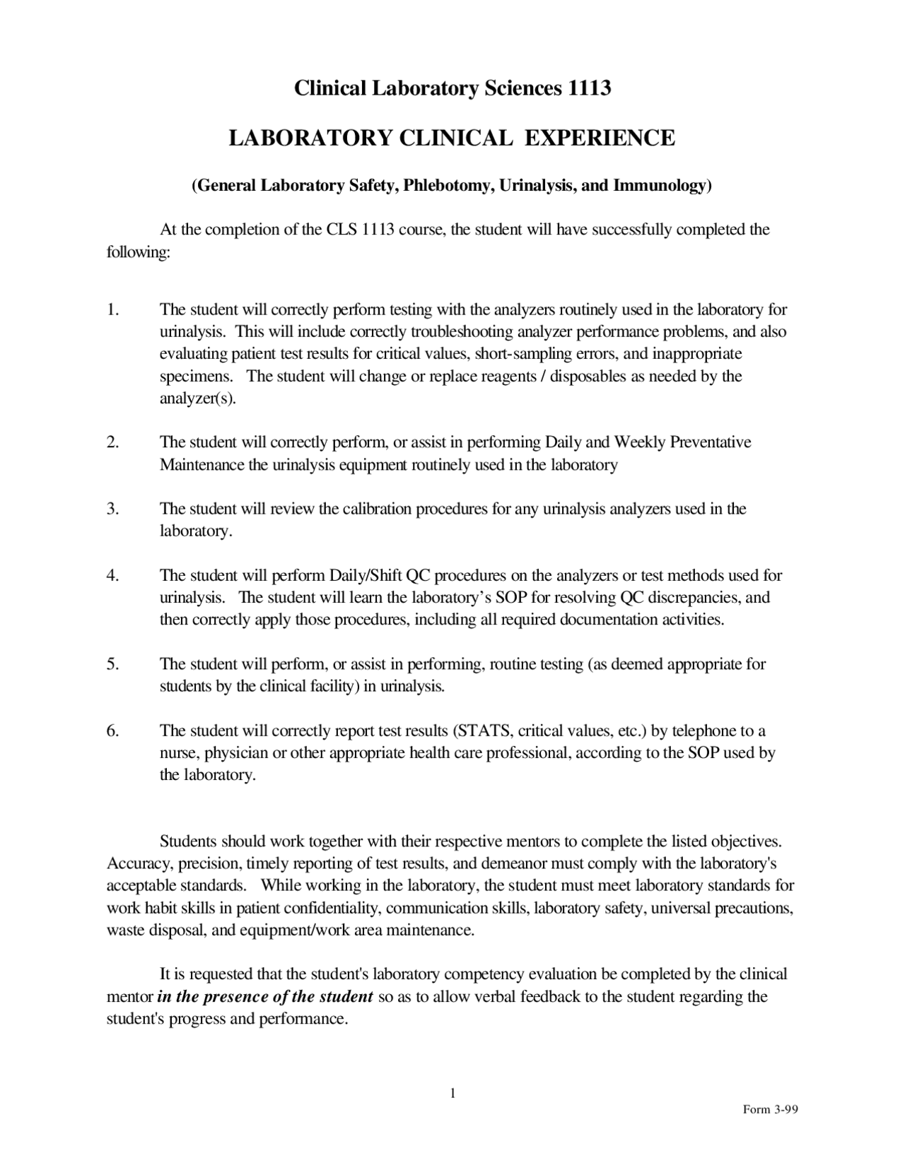 General Laboratory Safety, Phlebotomy, Urinalysis and Immunology | CLS ...