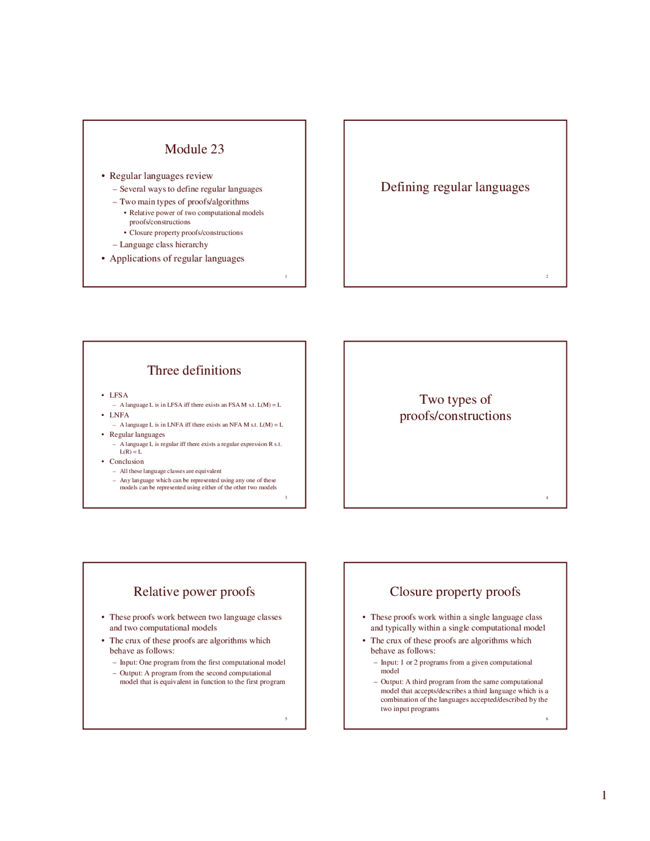 Two Types of Construction in Regular Language | CSE 460 - Docsity