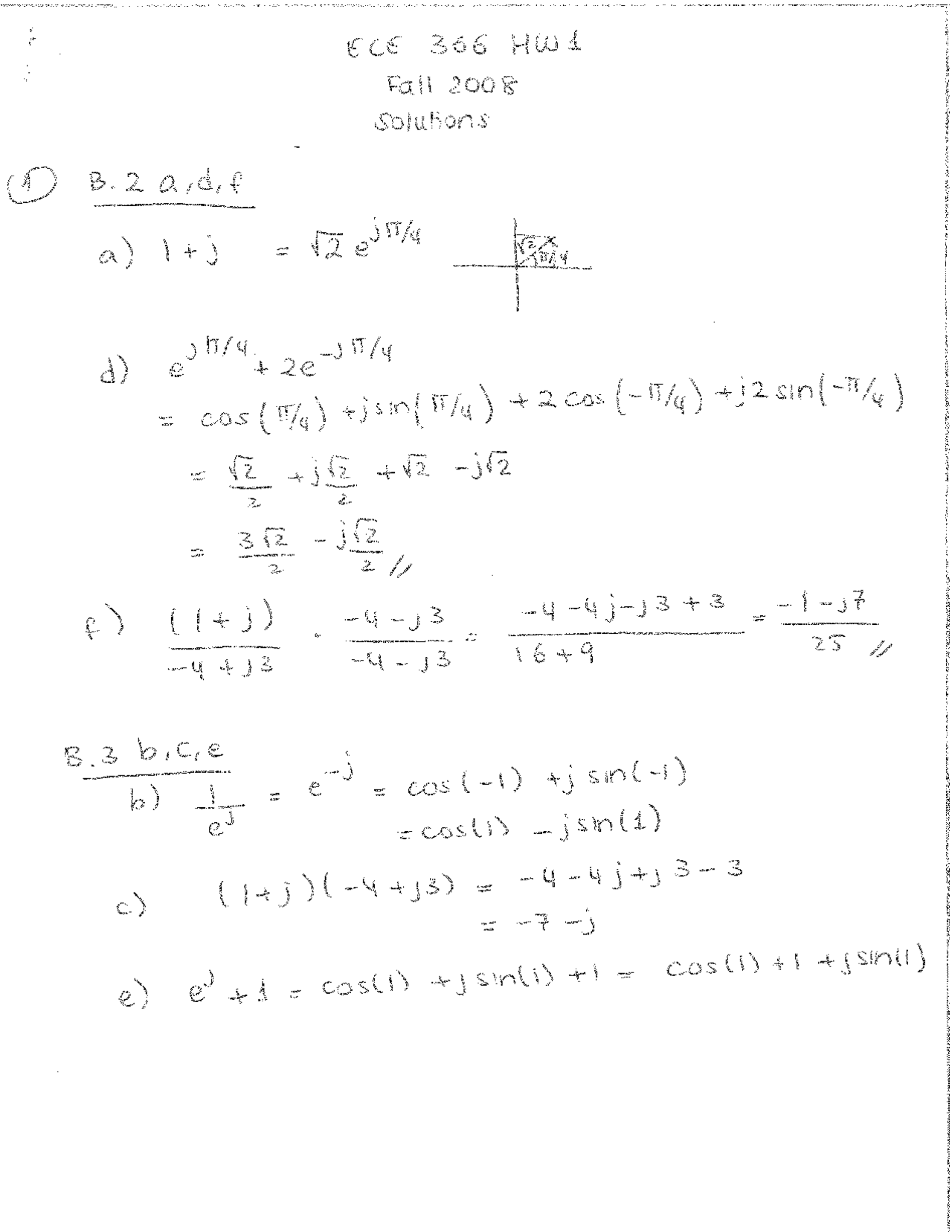 Homework 1 Handwritten Questions Introduction To Signal Processing Ece 366 Docsity