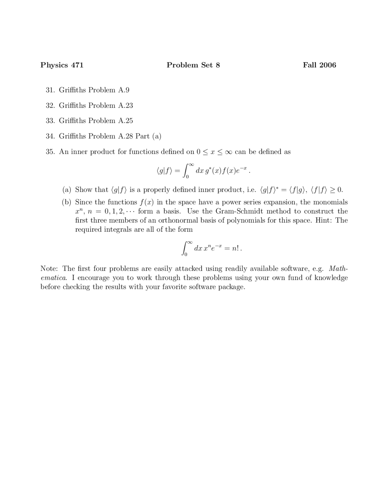 Problem Set 8 With Practice Problems On Quantum Physics I Phy 471