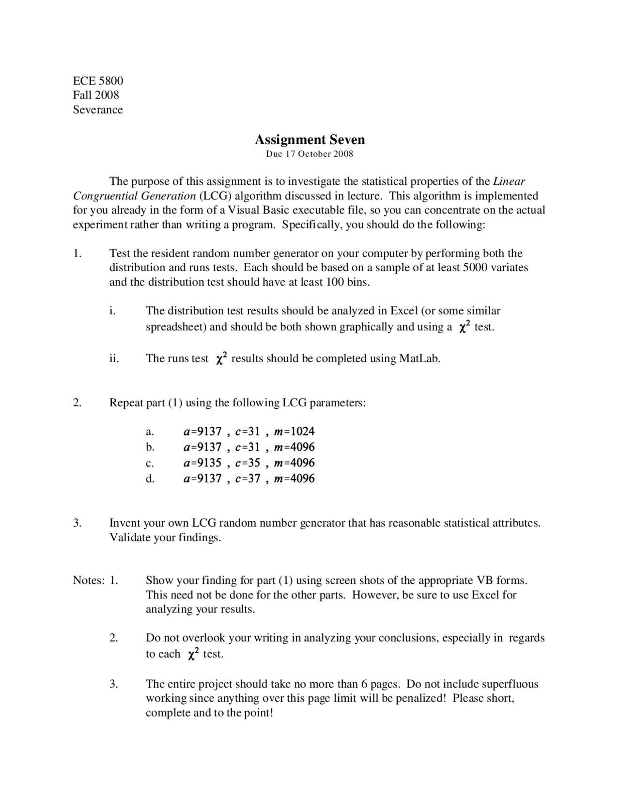 Problem Set 7 For System Modeling And Simulation Ece 5800 Docsity