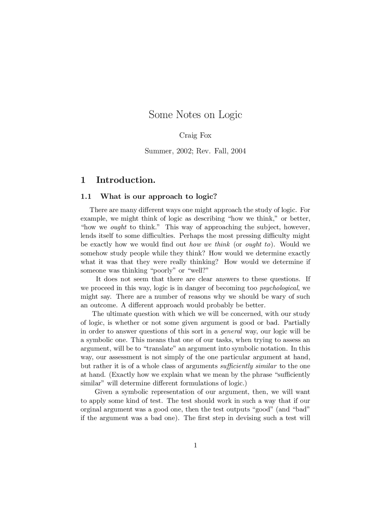 Notes On Logic Introduction To Philosophy Phil 100 Docsity