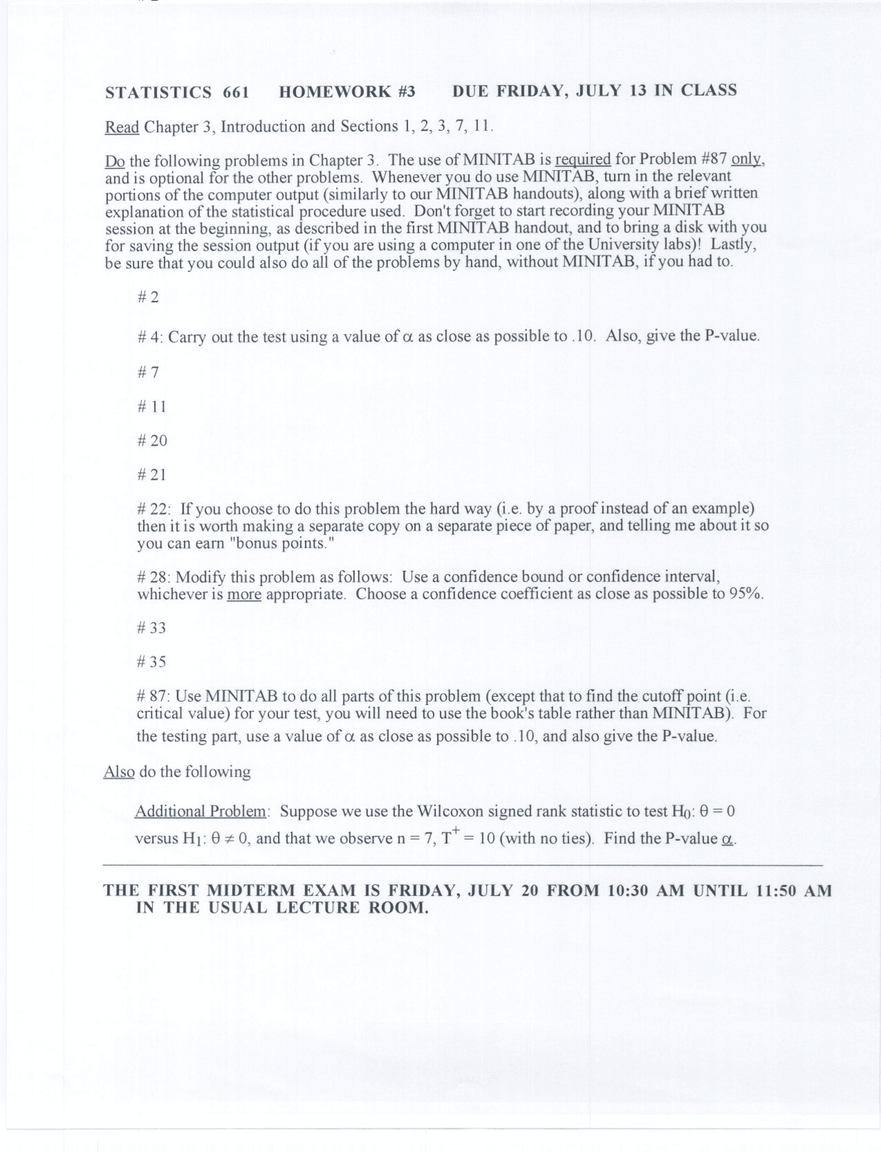 Homework 3 Solutions Applied Nonparametric Statistics Stat 661 Docsity