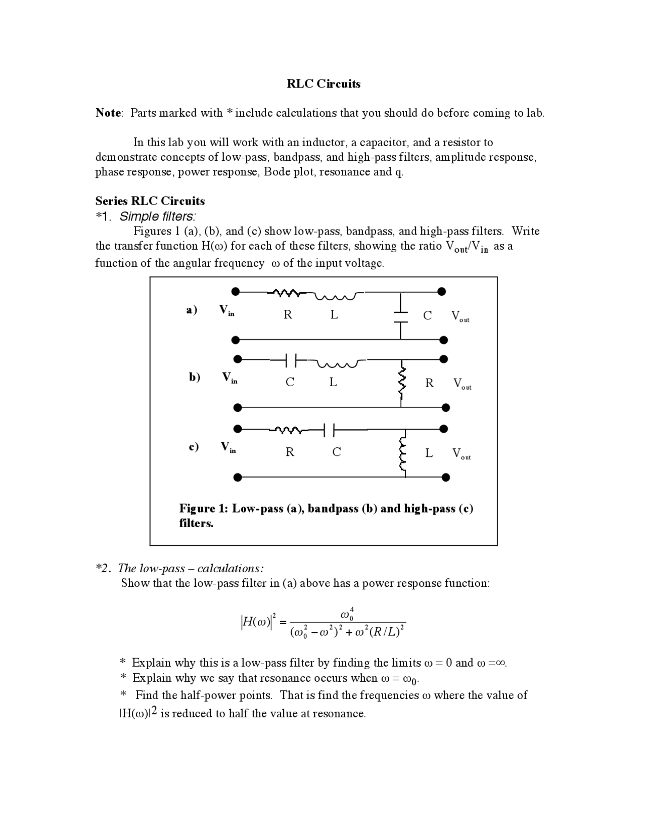 Lecture Notes On Rlc Circuits Electronics Phy 440 Docsity