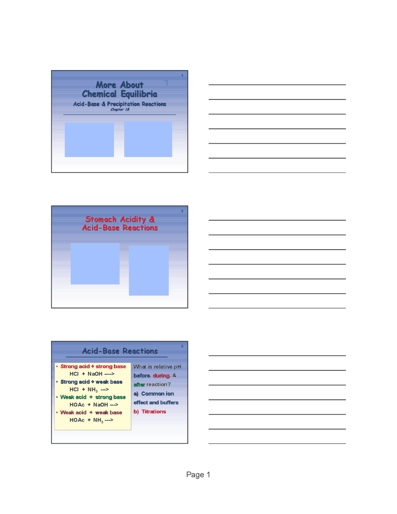 Acid Base And Precipitation Reactions Lecture Slides Ch 123 Docsity