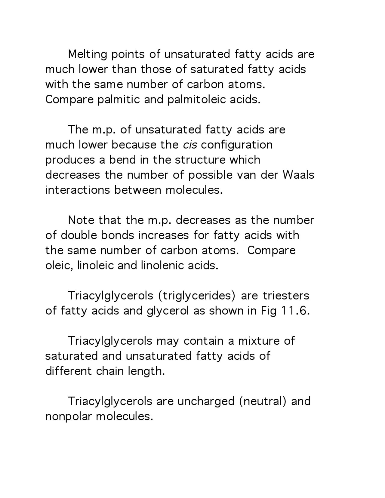 Unsaturated Fatty Acids In Biochemistry I Chem 452 Docsity