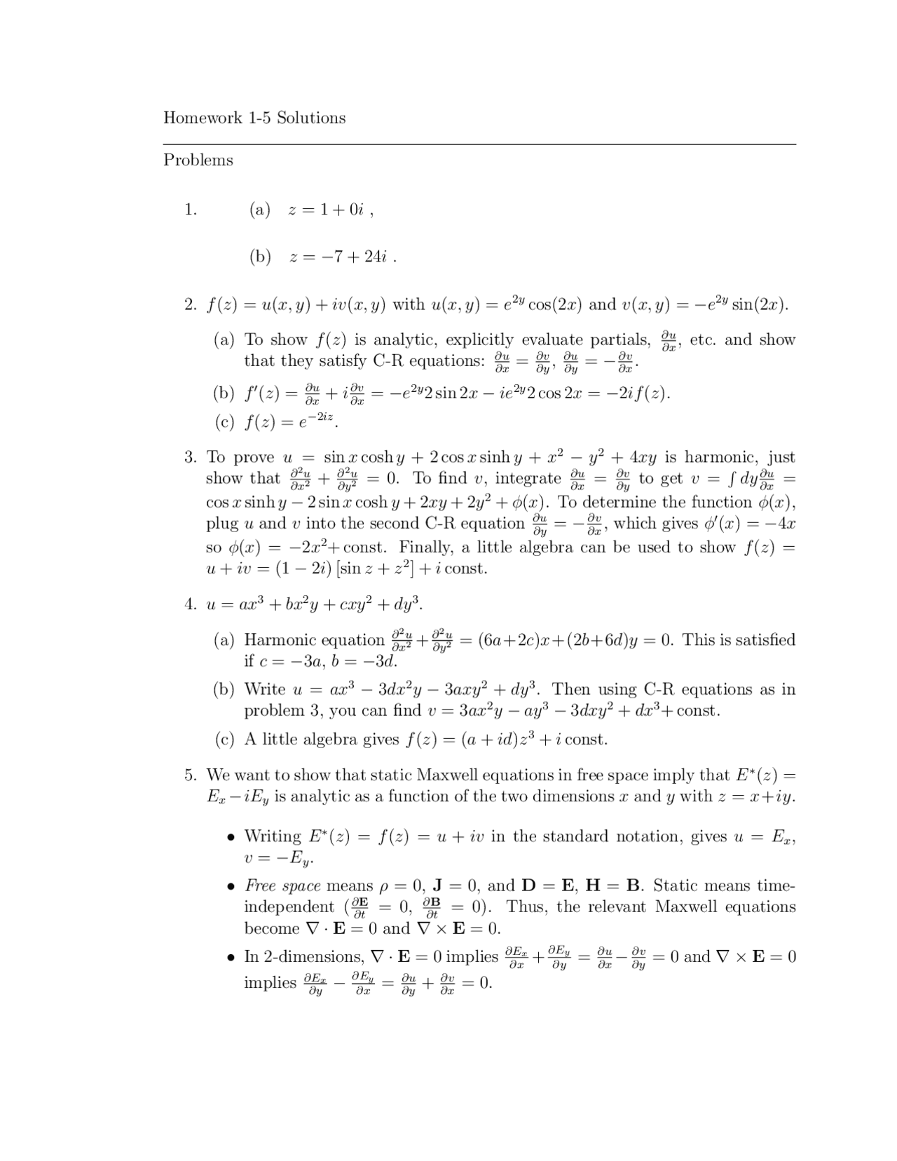 Resolution Of Homework 1 5 On Methods Of Theoretical Physics Phy 810
