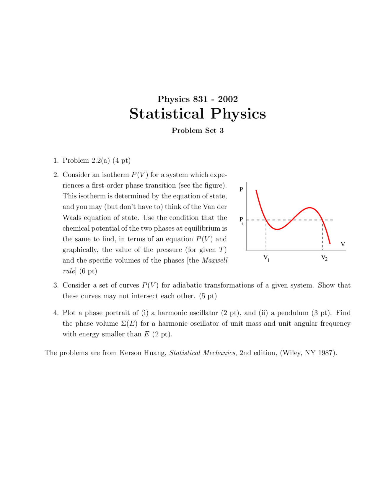 Statistical Physics - 4 Practice Problems for Problem Set 3 | PHY 831 - Docsity