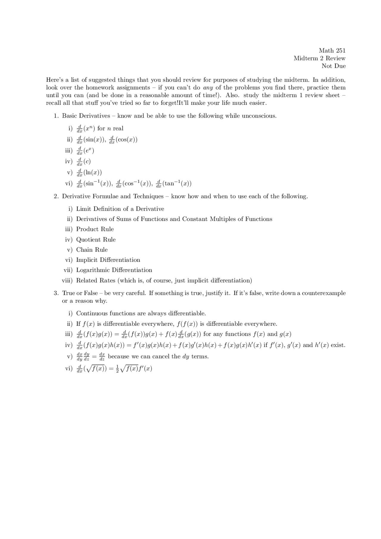 3 Solved Problems on Differential Continuous Functions - Midterm Exam | MATH 251 | Exámenes ...
