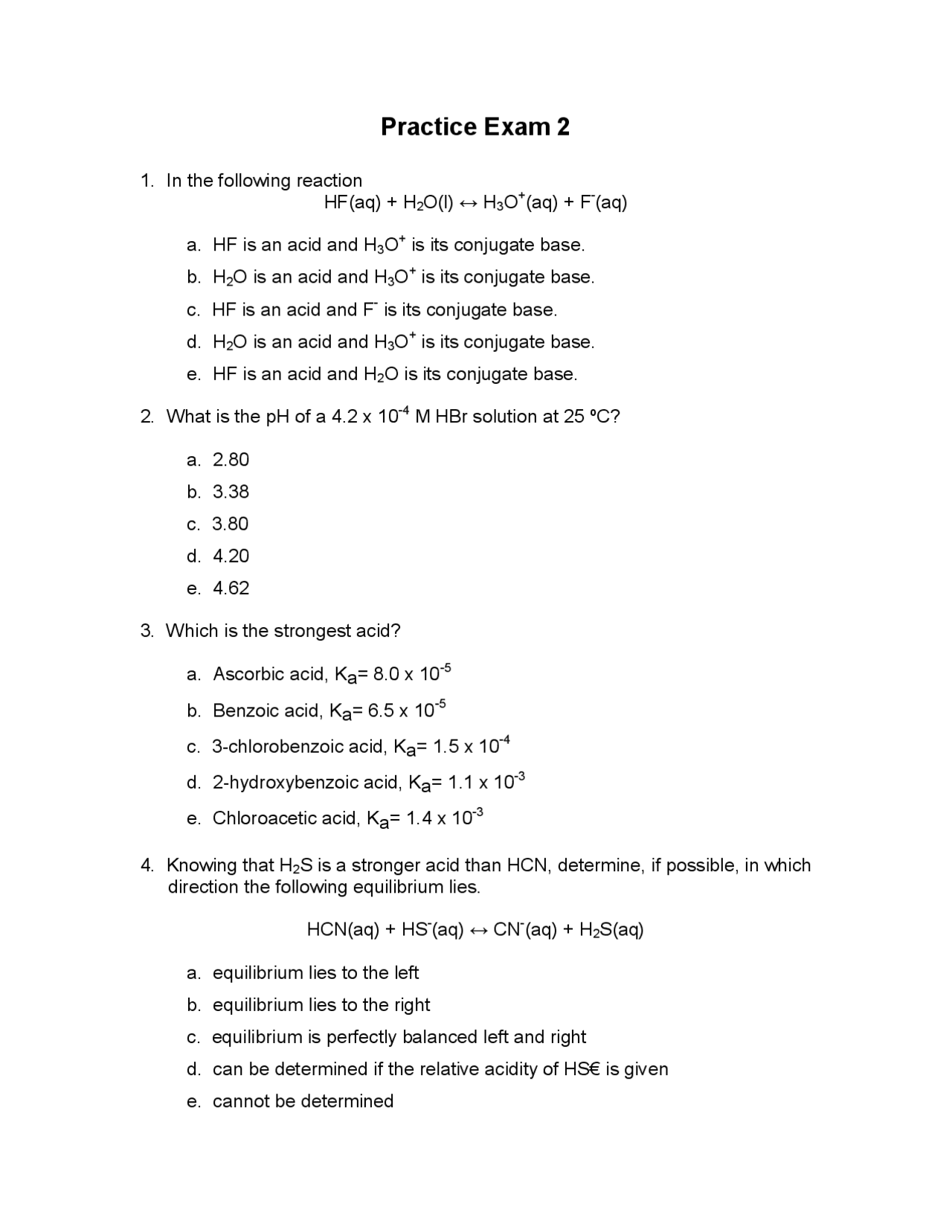 20 Multiple Choice Questions - General Chemistry II - Exam 2 | CH 123 ...