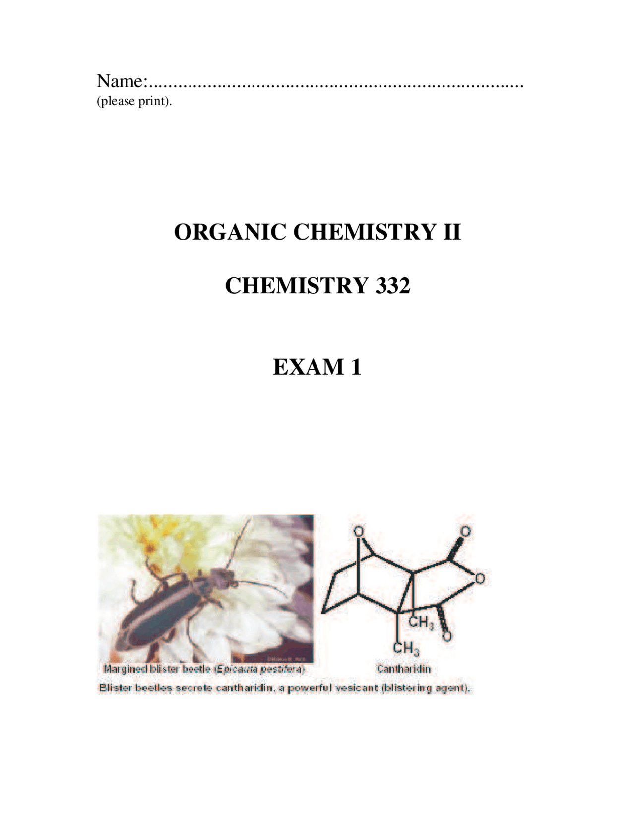 Organic Chemistry Ii Exam 1 With Resolution Ch 332 Docsity