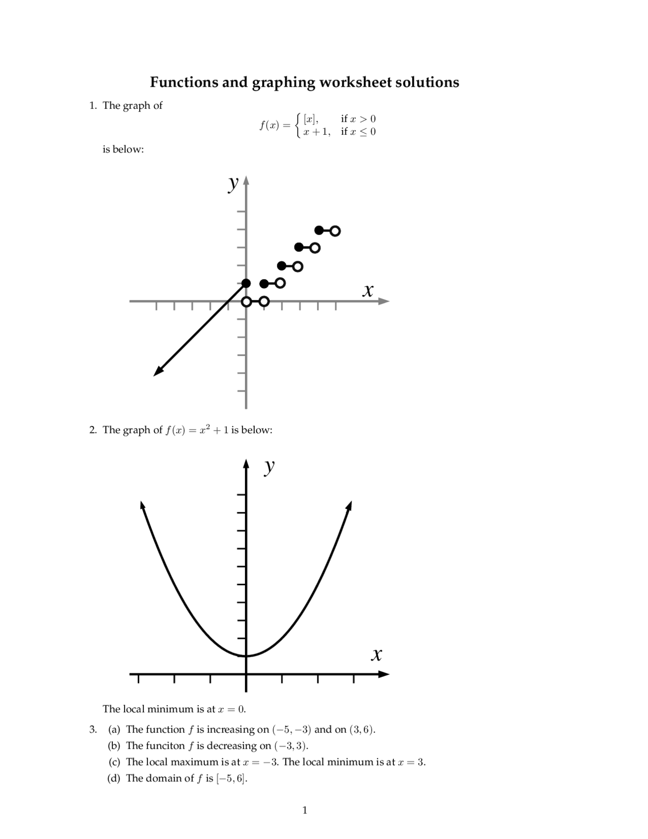 Functions and Graphing Worksheet Solutions - College Algebra | MATH 111 ...