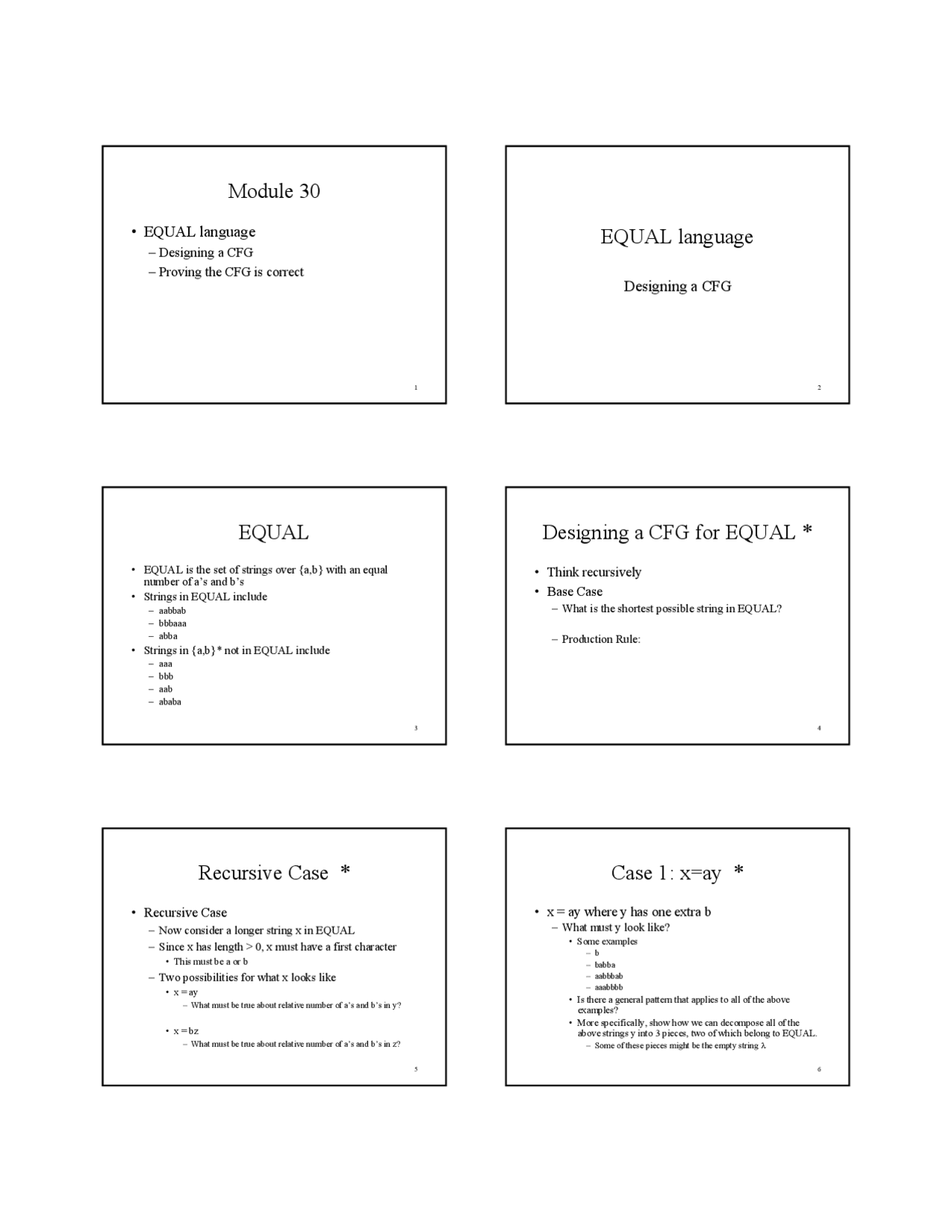 Equal Language And Designing A Context Free Grammars Lecture Slides