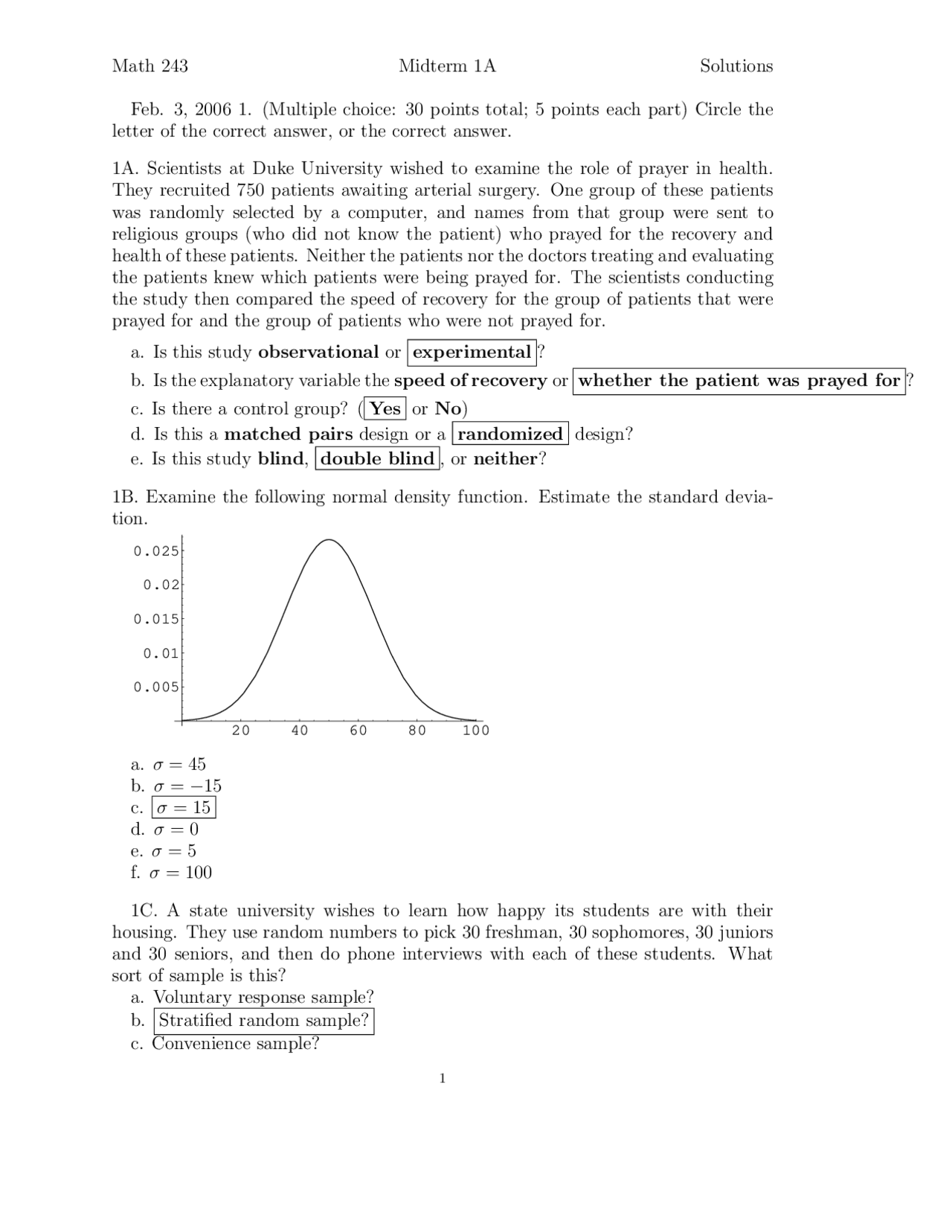 6 Solved Questions On Stratified Random Samples Midterm Exam Math