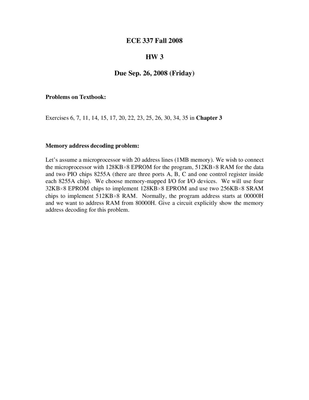 Computer Architecture And Organization Homework 3 Problems Ece 337