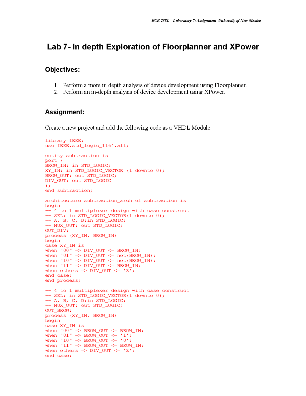 In depth Exploration of Floorplanner and XPower Objectives - Lab 7 | ECE 238L | Lab Reports ...