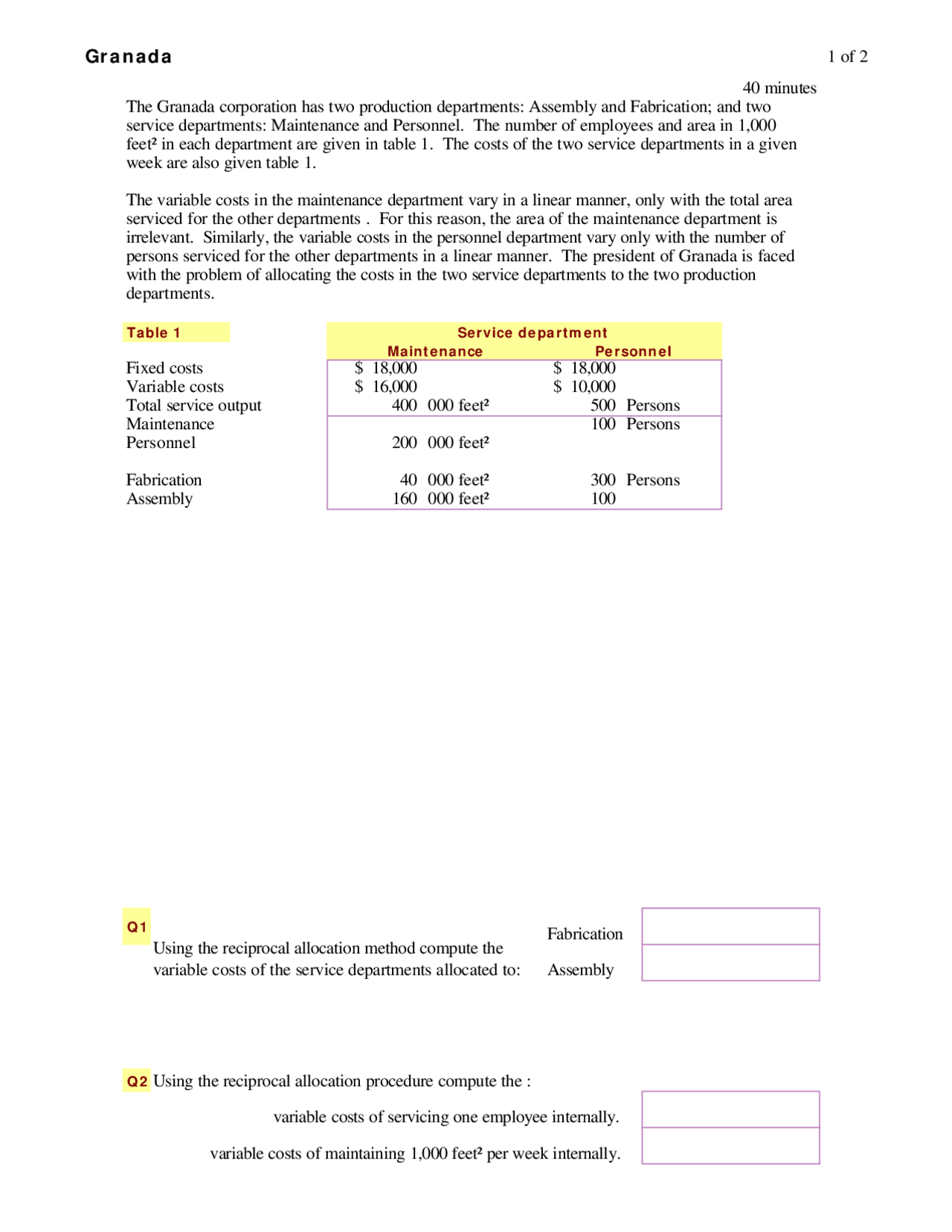 Solutions For Midterm Exam Questions Cost Accounting Actg 326 Docsity
