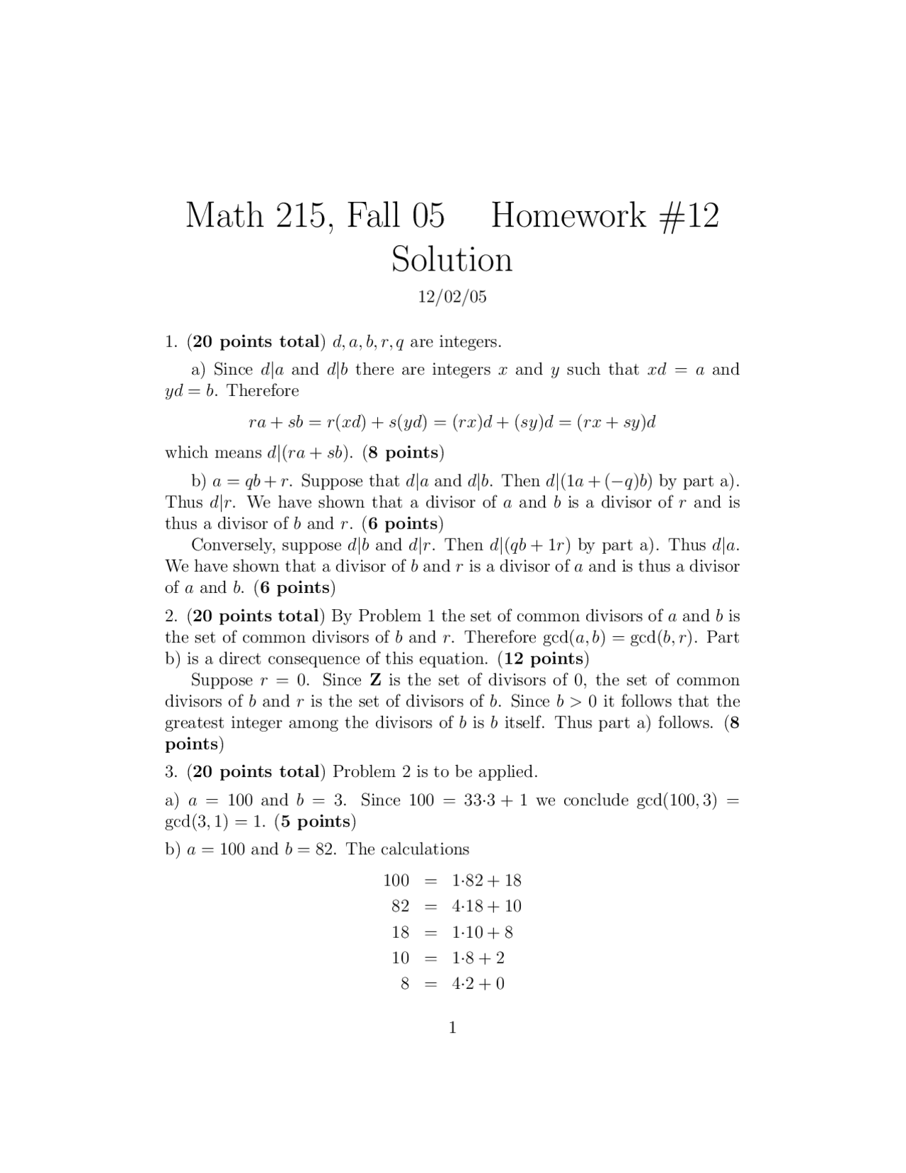 Homework 12 Solutions Introduction To Advanced Mathematics Math