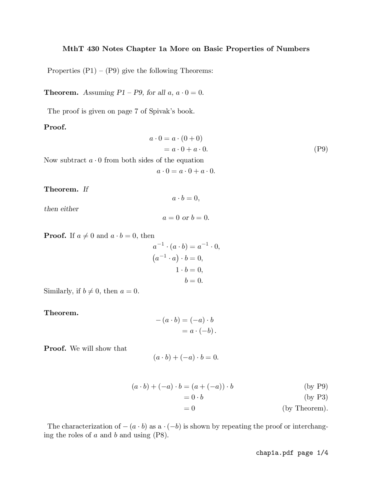 Notes On Basics Properties Numbers Mathematical Analysis Teachers I