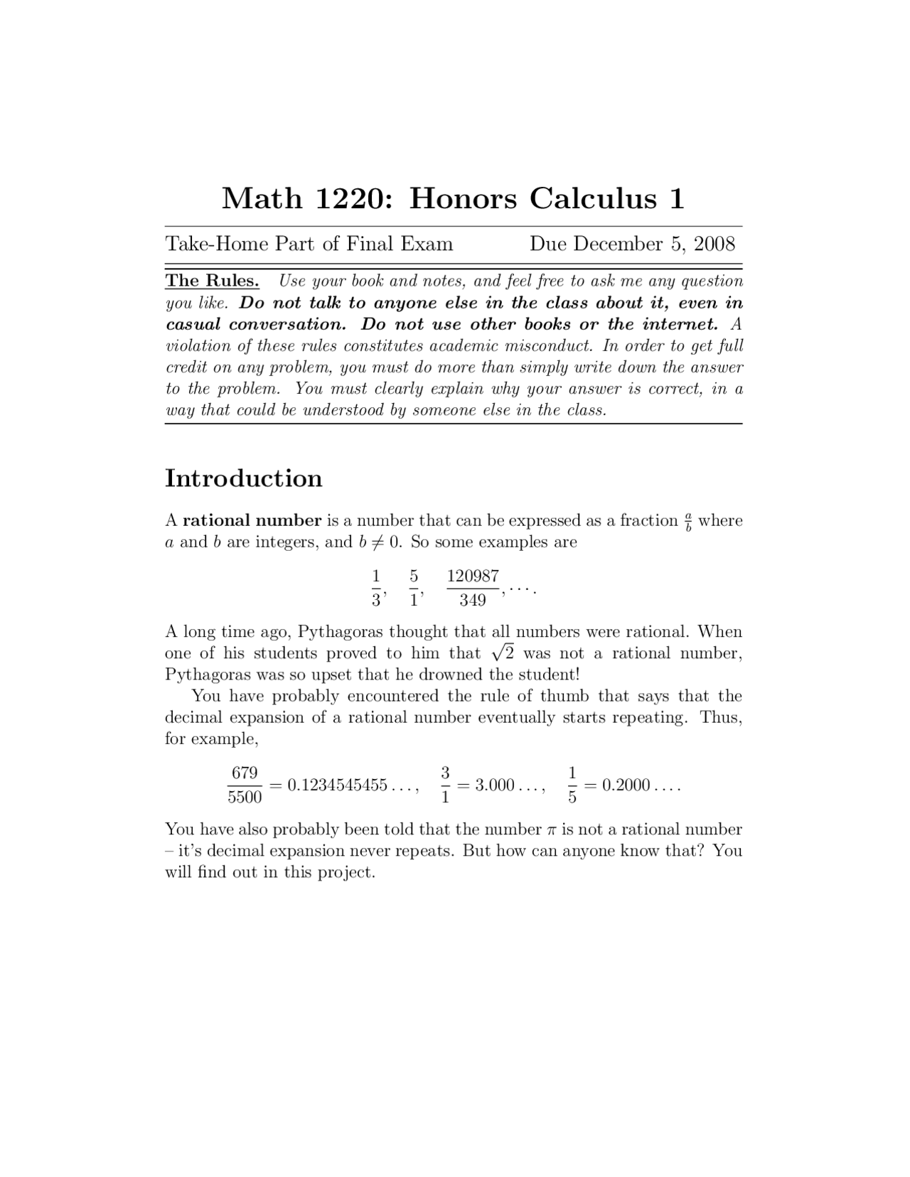 Final Exam Questions - Fall 2008 | Calculus I | MATH 1220 - Docsity