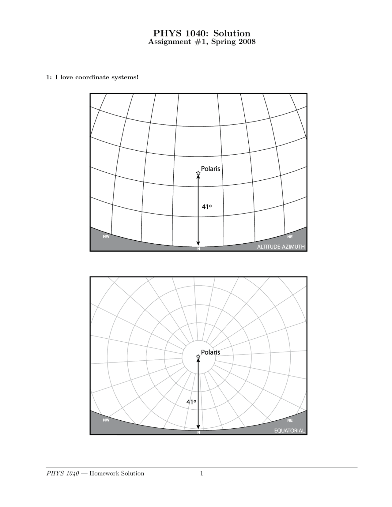 7 Questions On The Coordinate System Homework 1 Phys 1040 Docsity