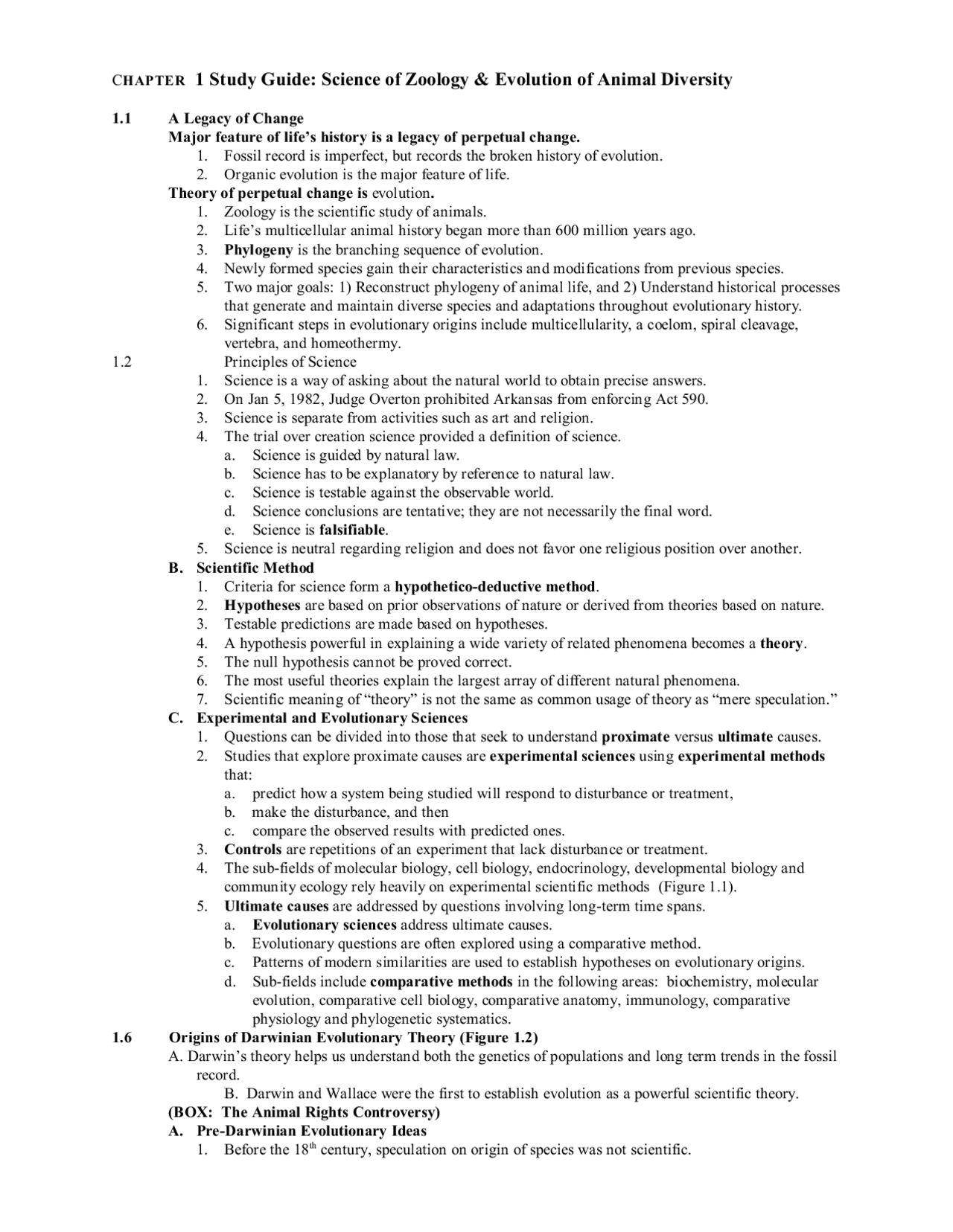 Study Guide: Science of Zoology and Evolution of Animal Diversity ...