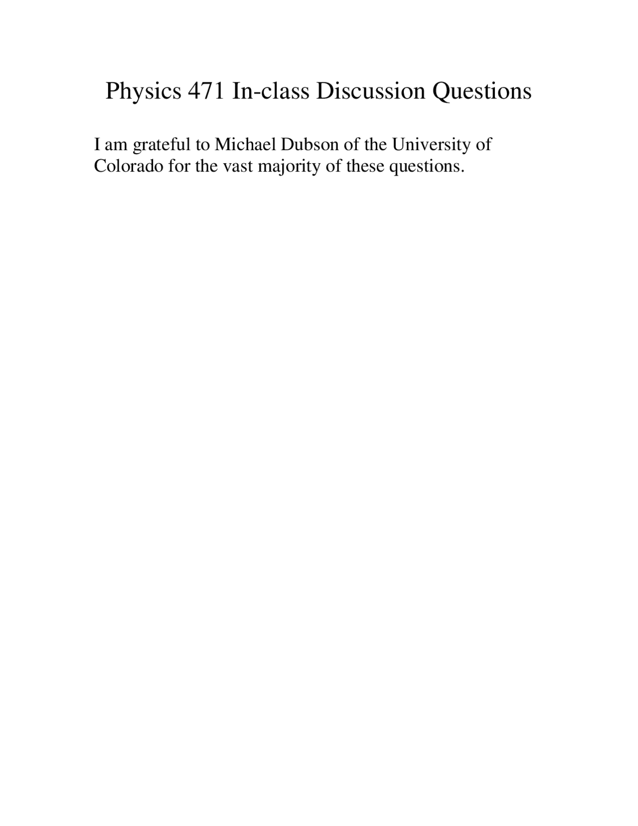 Discussion Questions Quantum Physics I Phy 471 Docsity