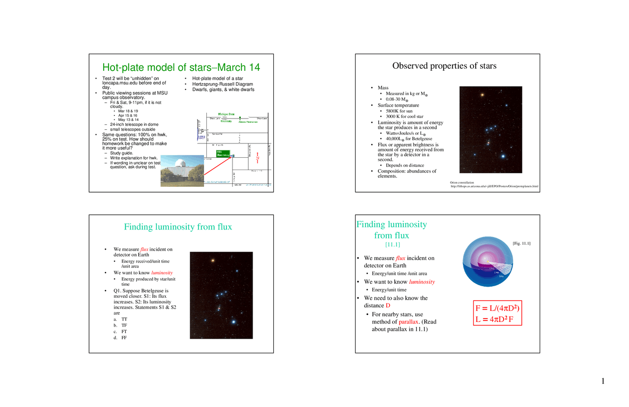 Observed Properties of Stars - Lecture Slides | ISP 205 | Study notes ...