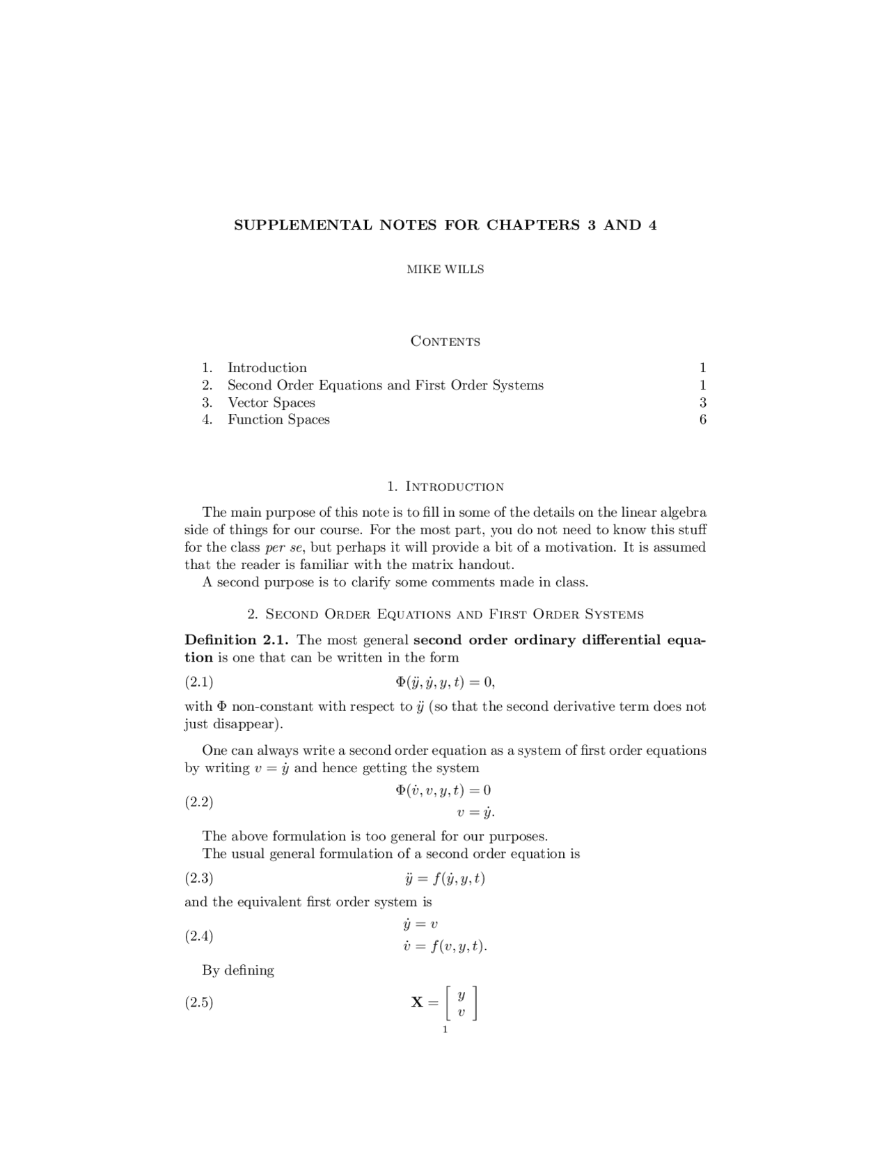 Supplemental Notes On Ordinary Differential Equation Math 2280 Docsity