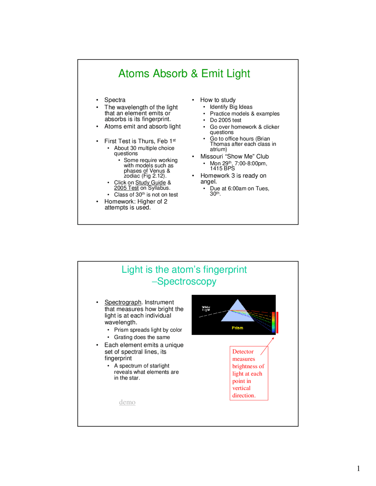 Atoms Absorb And Emit Light Lecture Slides Isp 205 Docsity