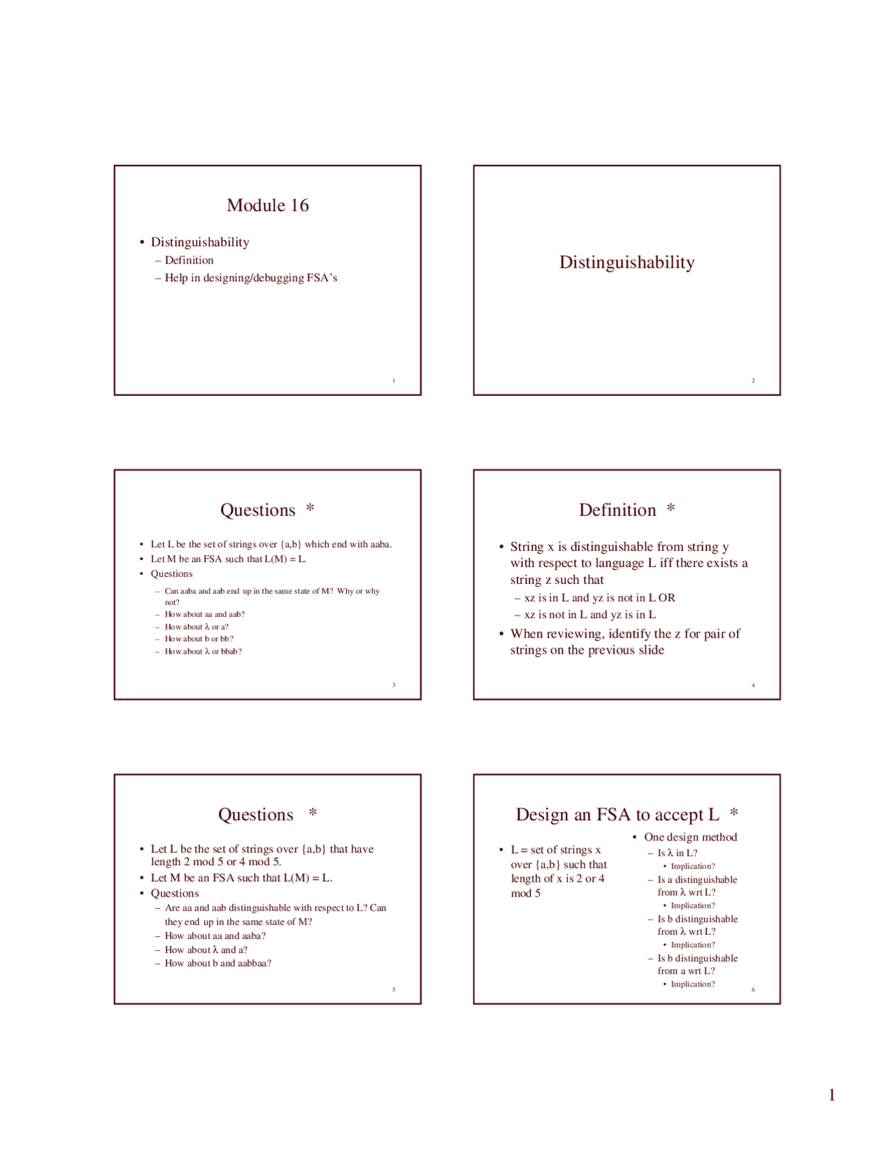Design an FSA to Accept L - Lecture Slides | CSE 460 - Docsity
