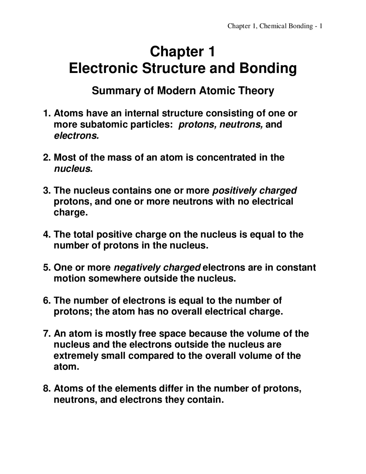 Electronic Structure And Bonding Lecture Notes Ch 121 Docsity