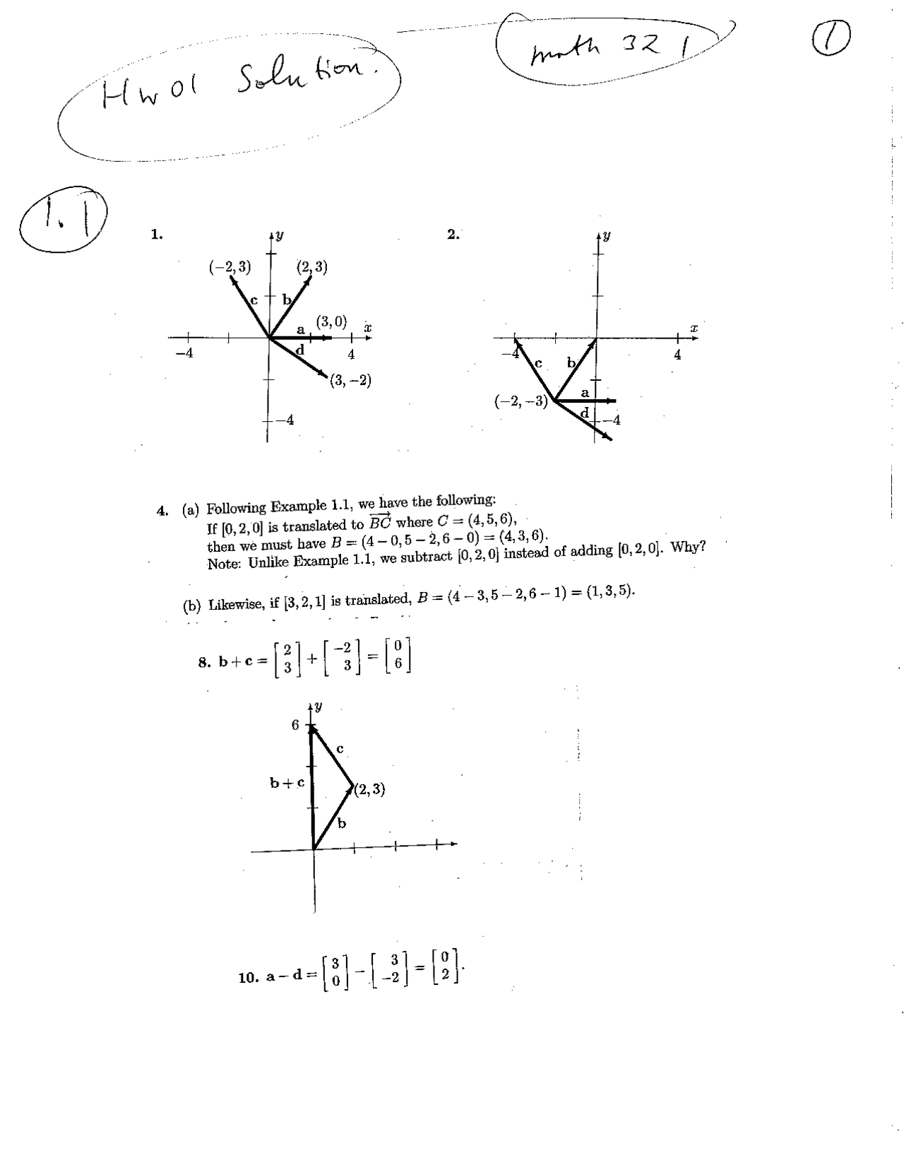 Linear Algebra Solutions For Homework 1 Math 321 Docsity
