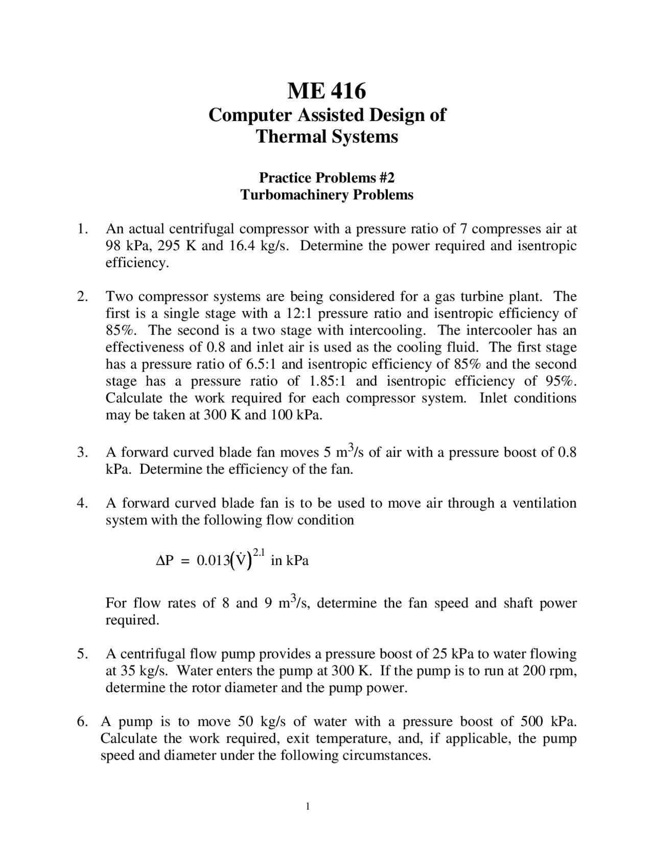 Turbomachinery Problems Computer Assisted Design Of Thermal Systems