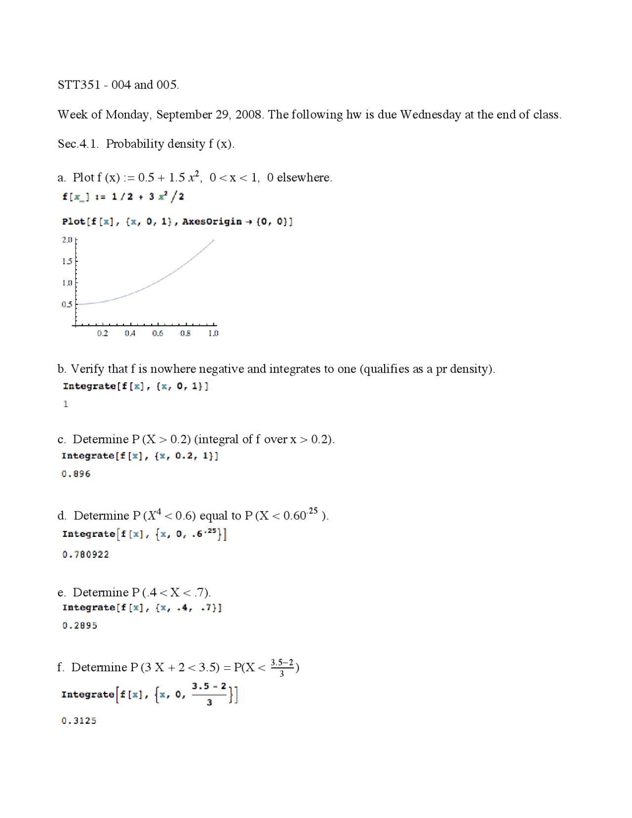 Probability Density Function - Probability Statistics Engineering | STT 351 - Docsity
