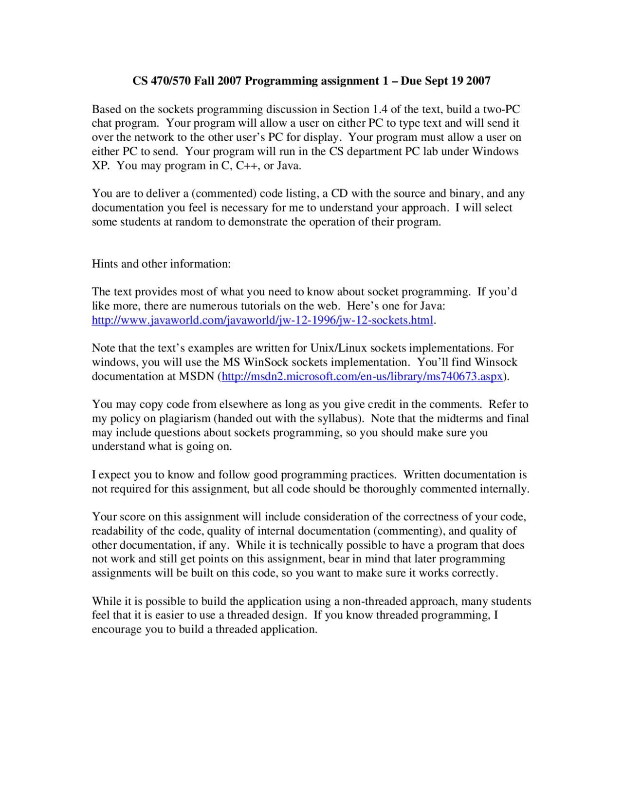 Programming Assignment 1 on Introduction to Computer Networks | CS 470 ...