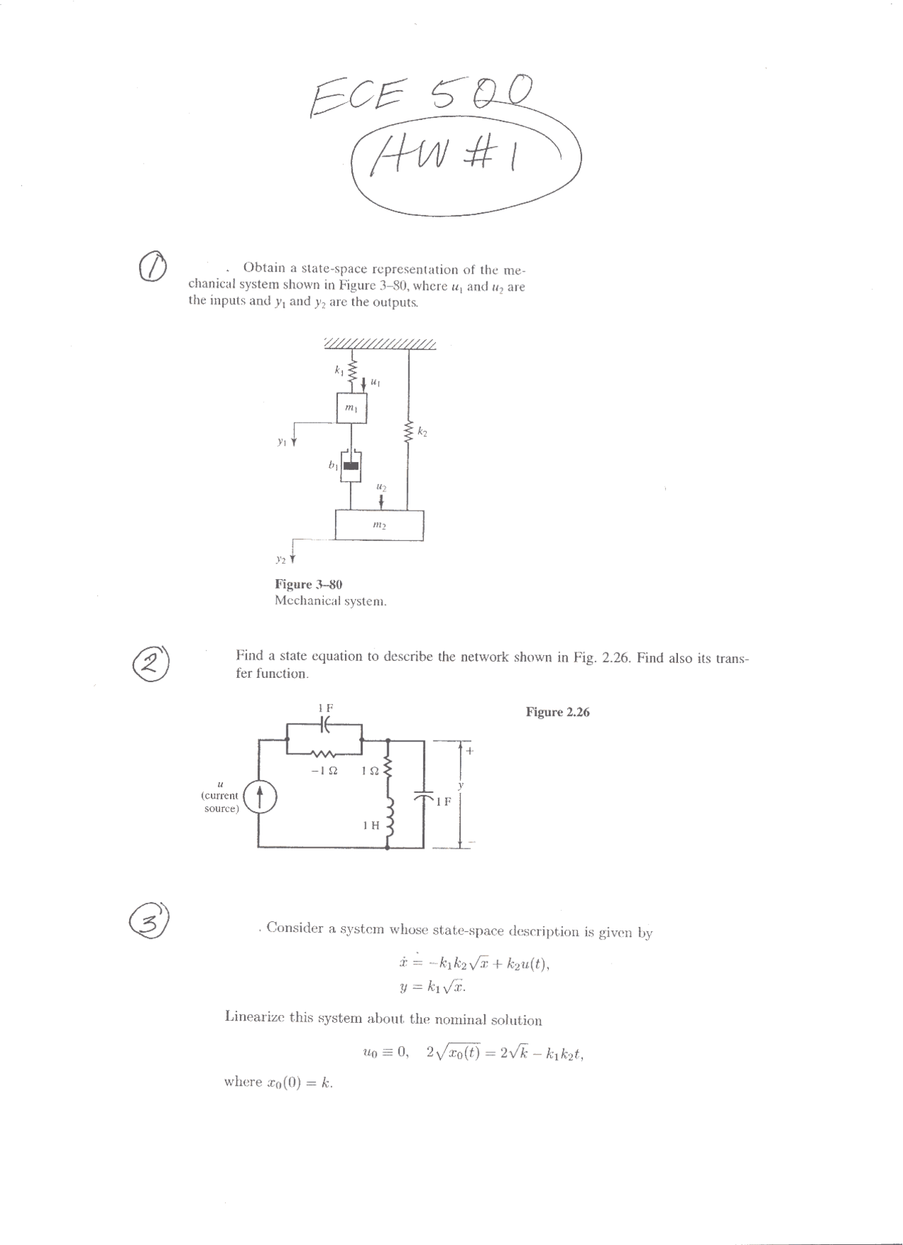 Assignment 1 For Theory Of Linear Systems Ece 500 Docsity