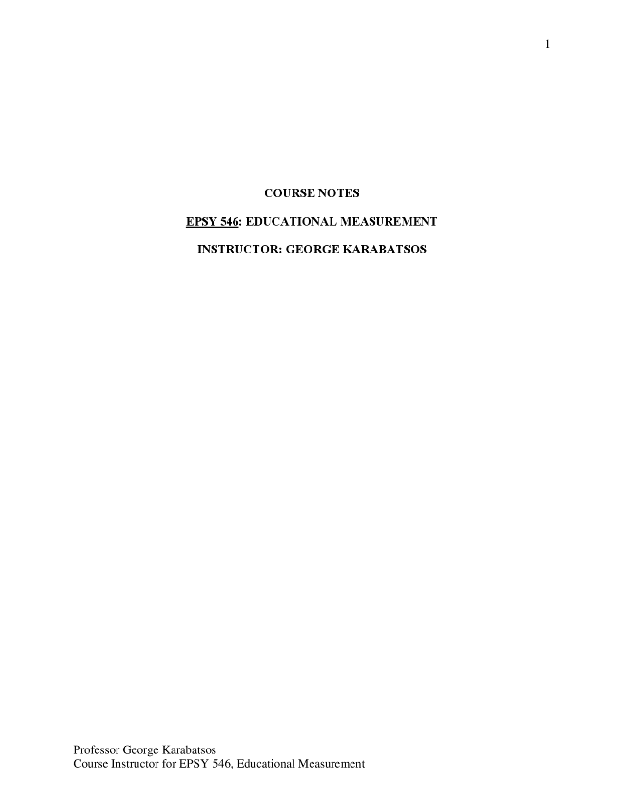 Educational Measurement Notes Epsy 546 Docsity