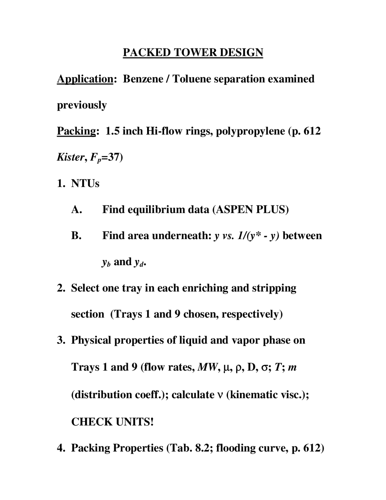 Packed Tower Design - Lecture Notes | CHE 446 - Docsity