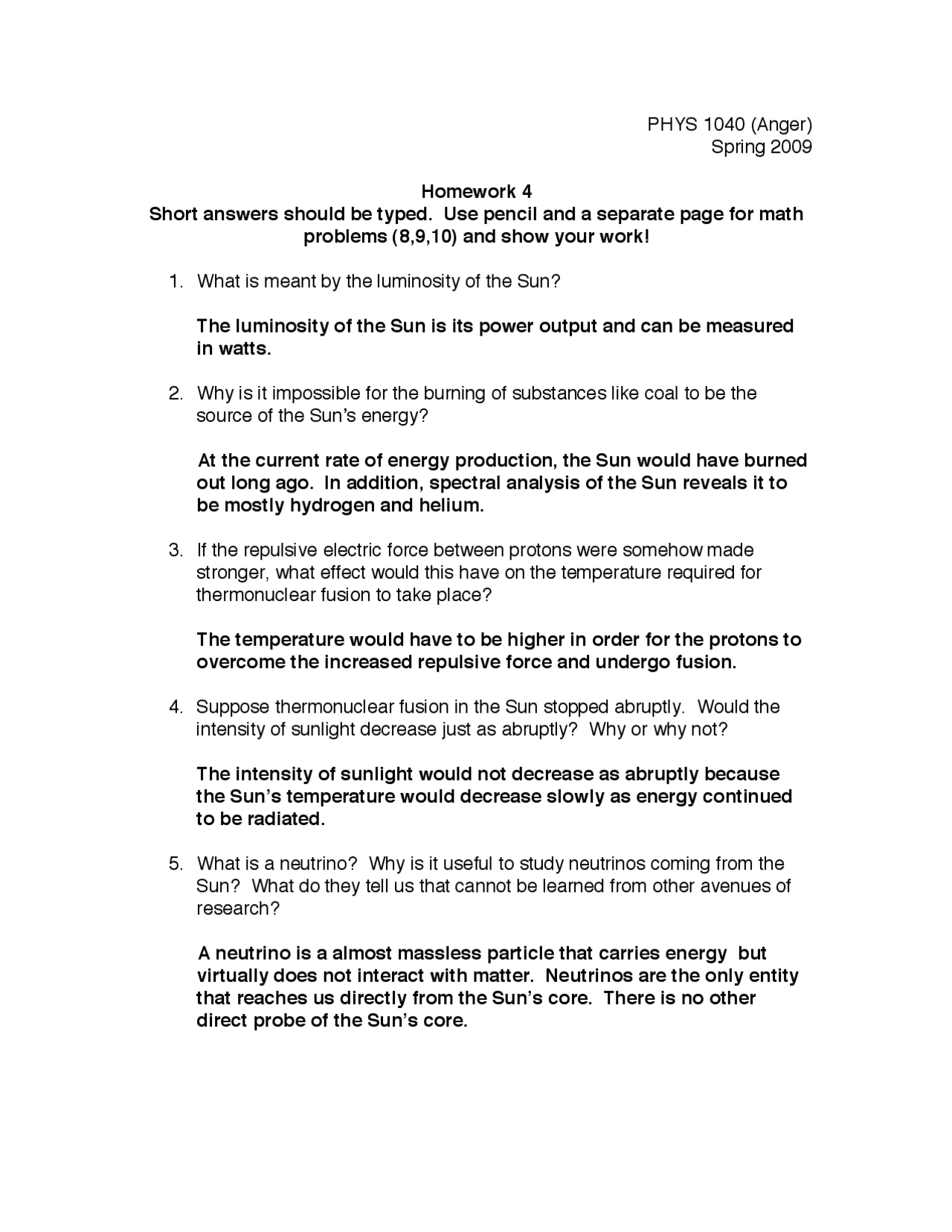 10 Solved Problems On Longitude And Wavelength Homework 4 Phys 1040