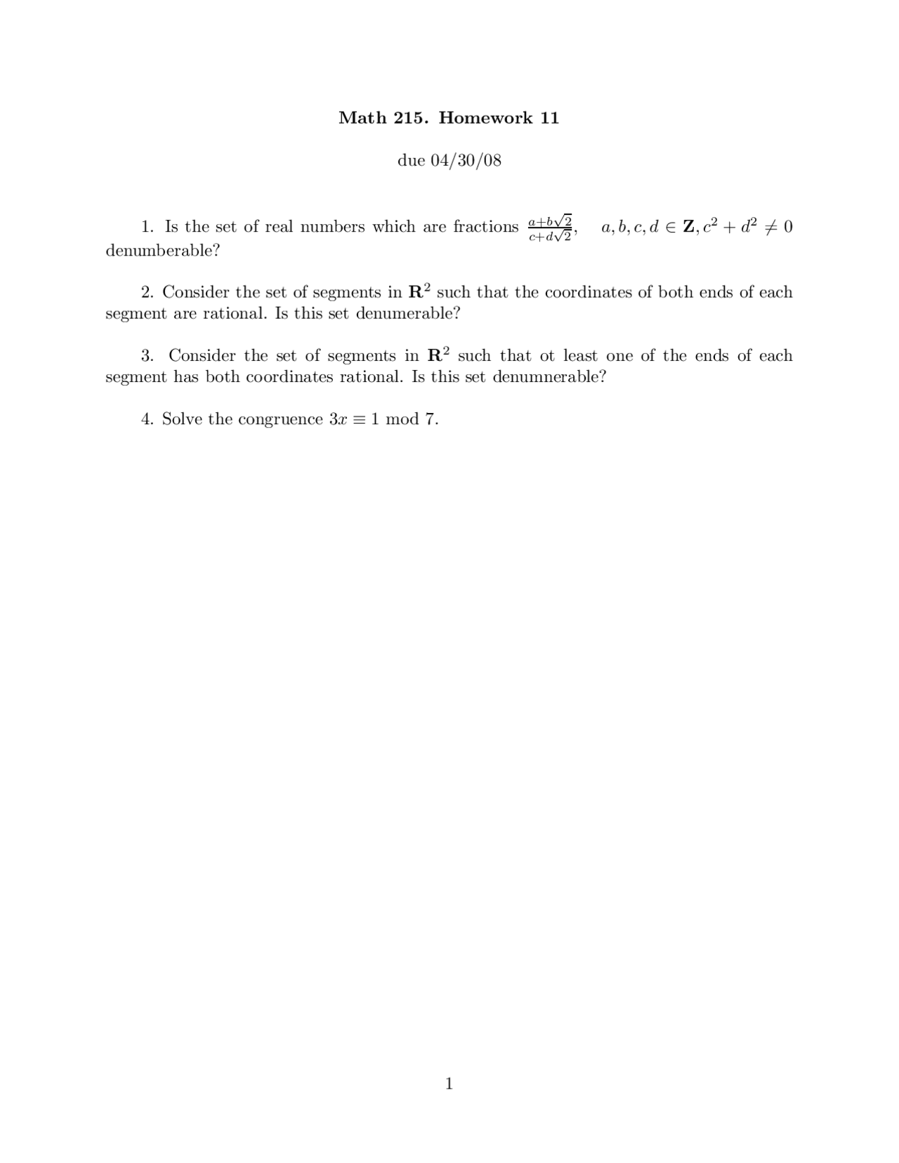 4 Questions On Introduction To Advanced Mathematics Assignment 11 Math 215 Docsity