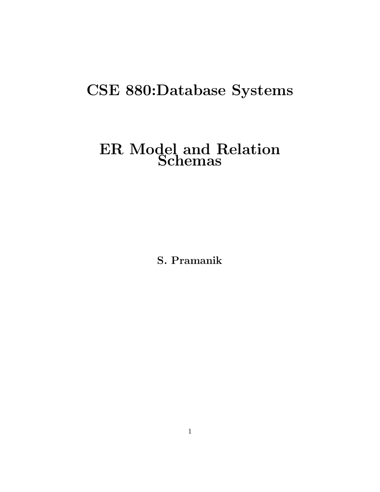 ER Model and Relation Schemas - Project 4 | CSE 880 - Docsity