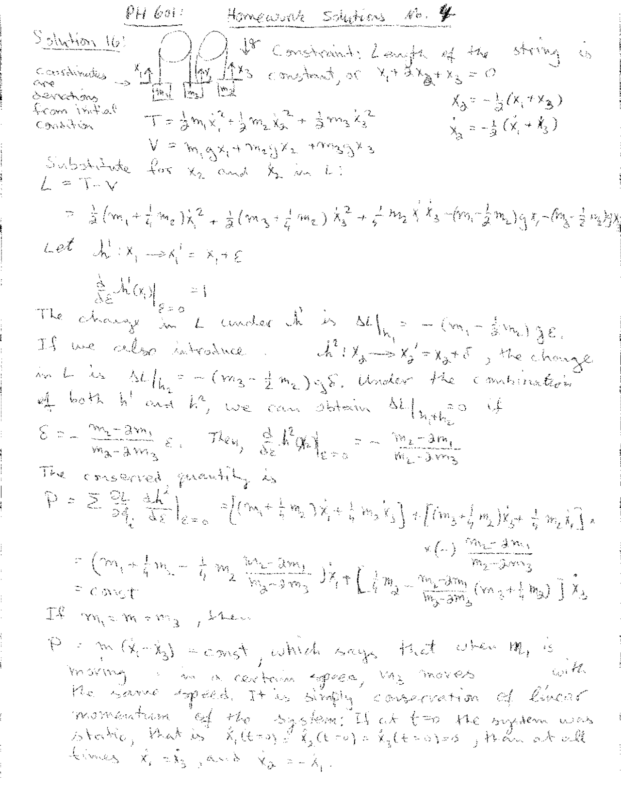 Resolution For Homework 4 Classical Dynamics I Ph 601 Docsity