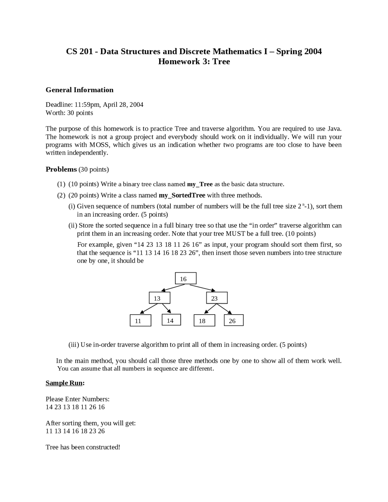 Questions on Tree - Data Structures and Discrete Mathematics I | CS 201 | Assignments Computer ...