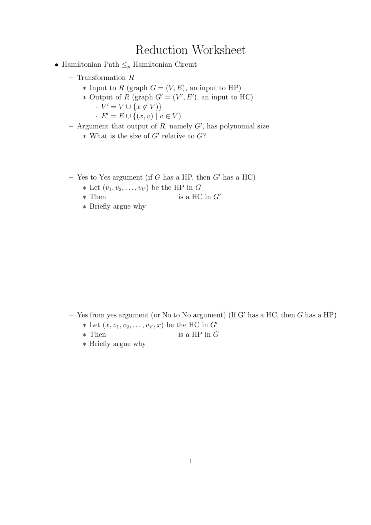 Reduction Worksheet Transformation Cse 830 Docsity