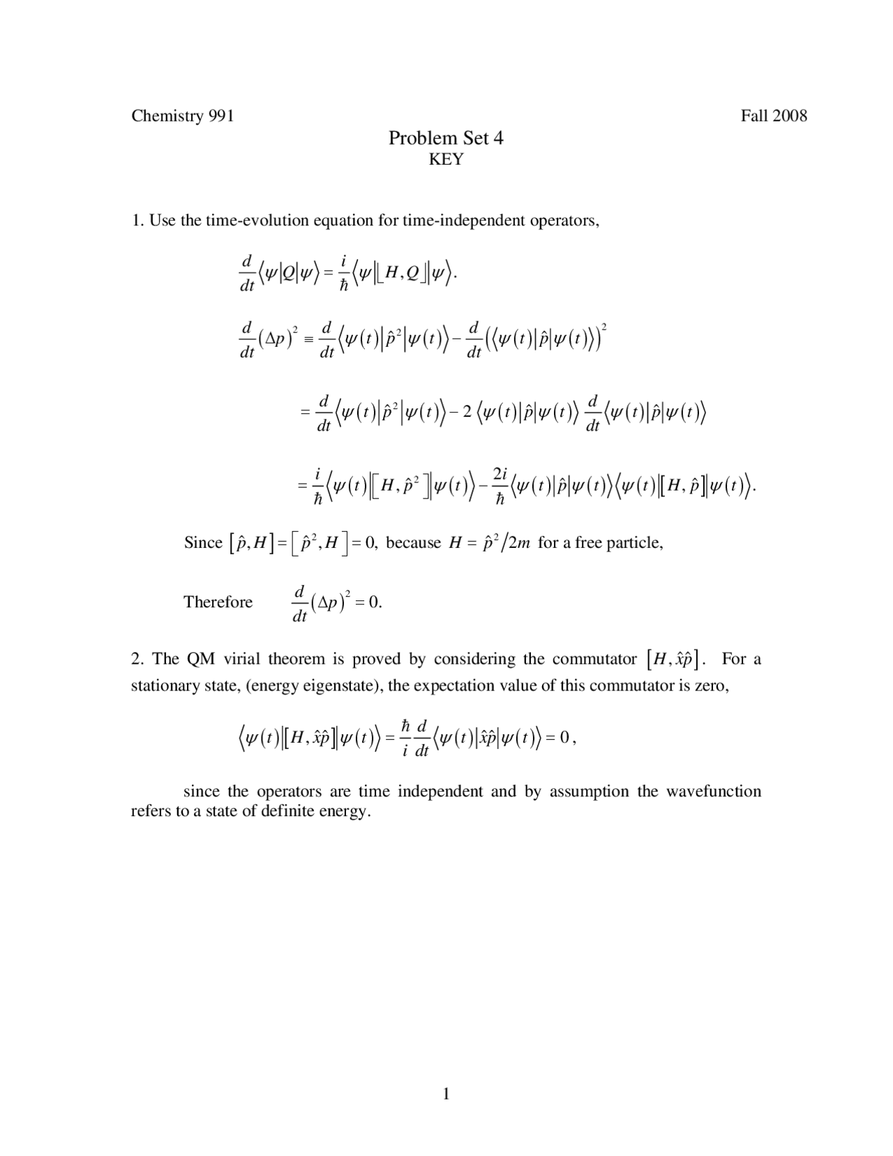 Solved Assignment - Quantum Chemistry and Statistical Thermodynamic I | CEM 991 | Assignments ...